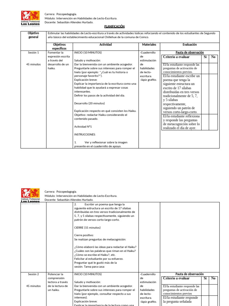 Integrativa Lecto Escritura - Planificaciones (1) Modificada Clau | PDF | Metacognición ...