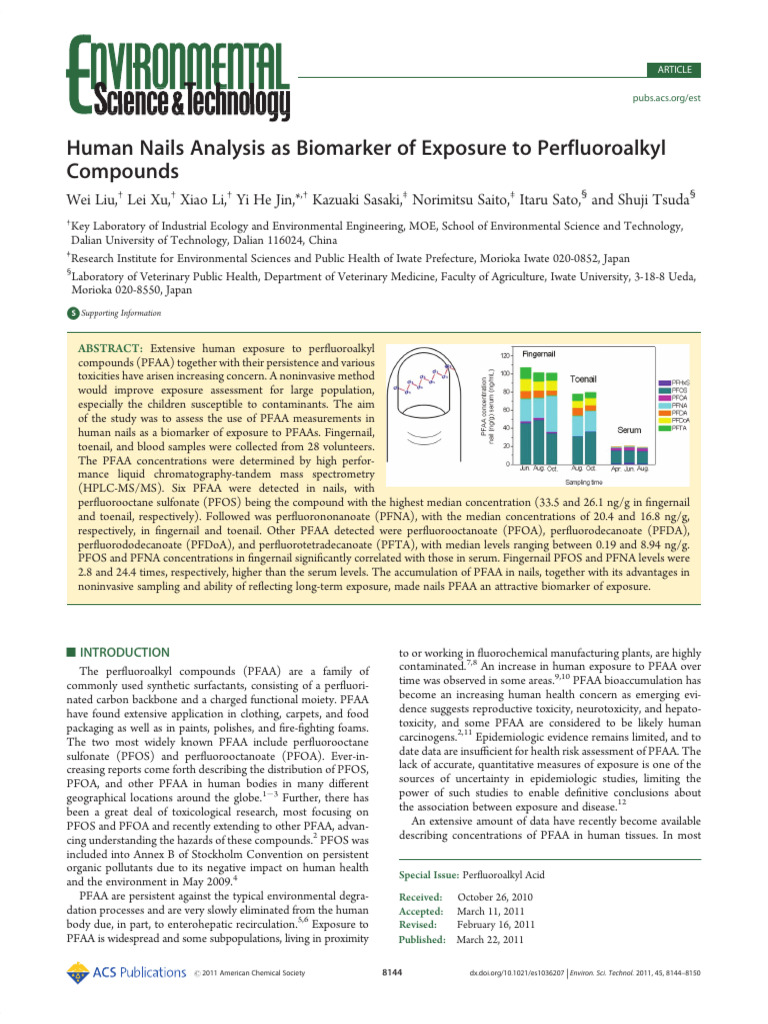 Human Nails Analysis as Biomarker of Exposure to Perfluoroalkyl ...