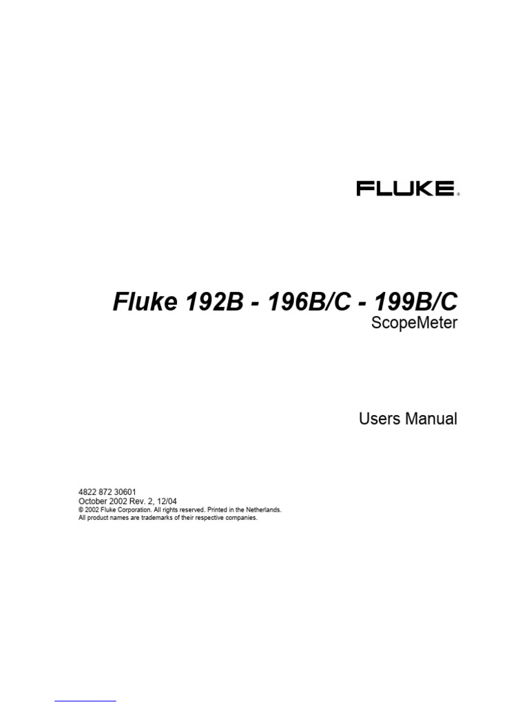 Fluke 192b User Manual (192c, 192cs, 196b, 196bs, 196c, 196cs, 199b ...