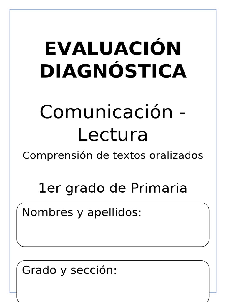 Evaluación Diagnóstica 1er Grado | PDF