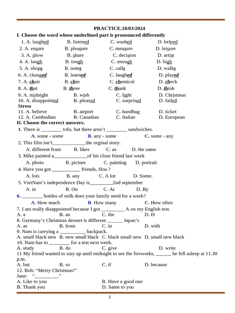 Practice GK2 7a - 18-03-2024 | PDF