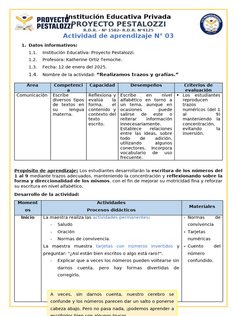 Sesión de Aprendizaje Números Inversos | PDF | Aprendizaje