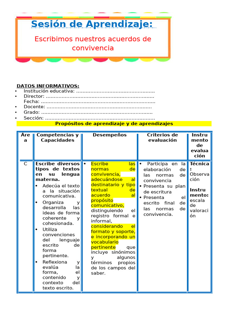 Acuerdos de convivencia en el aula | PDF | Salón de clases | Enseñando