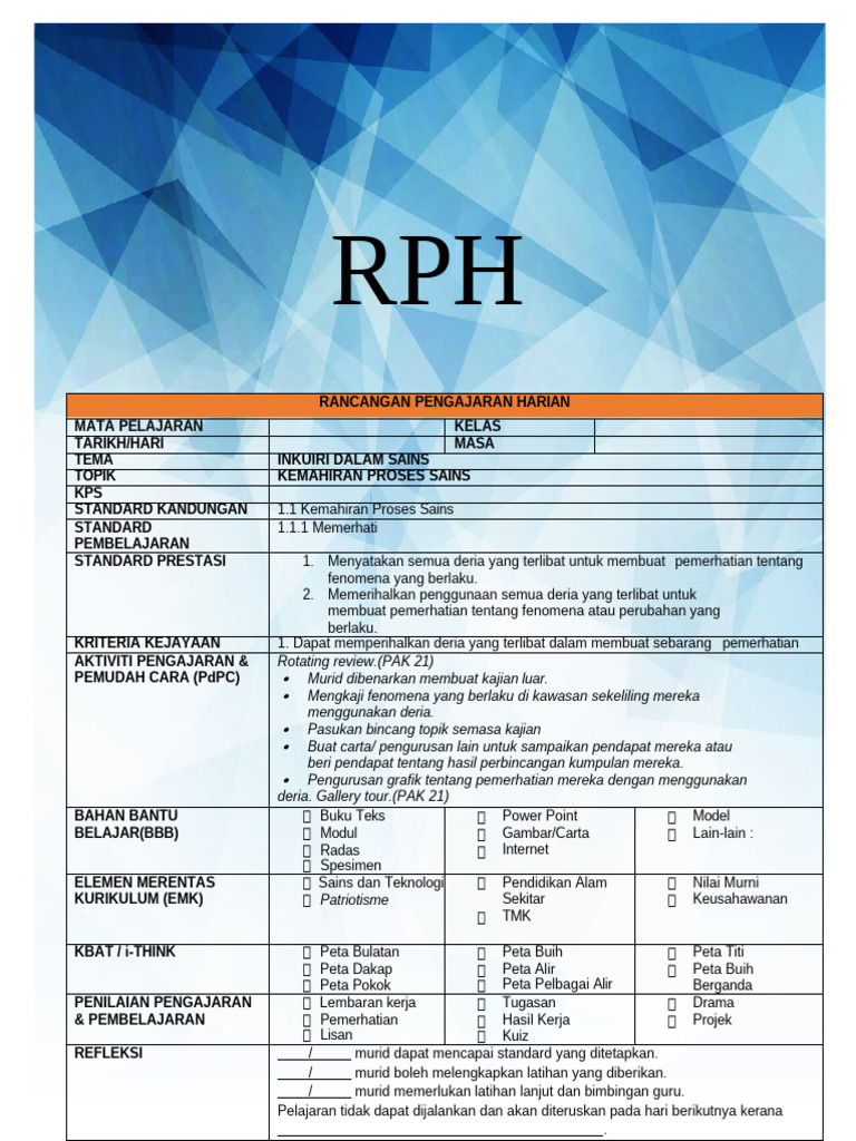 rph-sains-tahun-1 | PDF