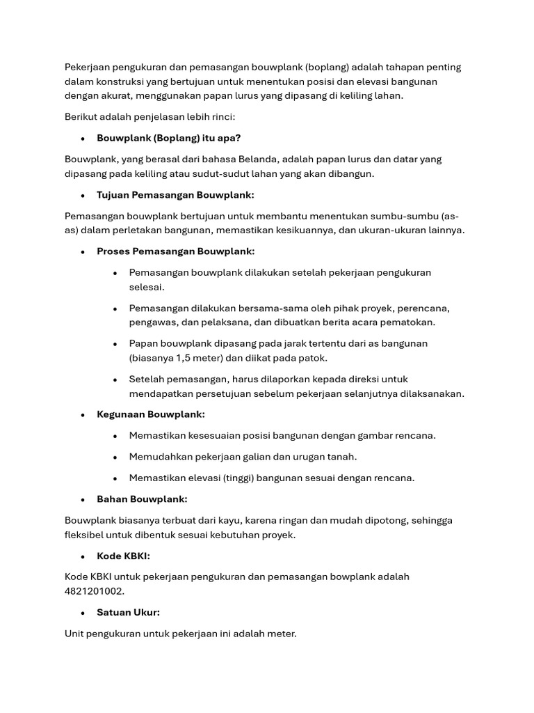 Panduan Pemasangan Bouwplank Konstruksi | PDF
