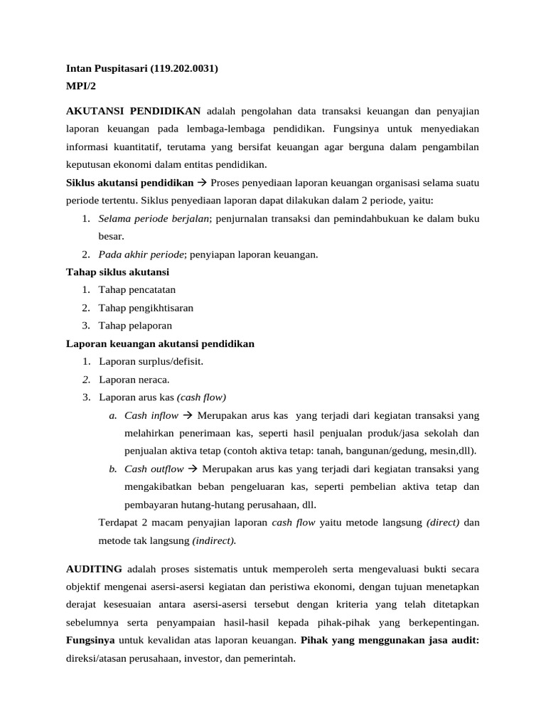 Akutansi Resume - Intan Puspitasari | PDF
