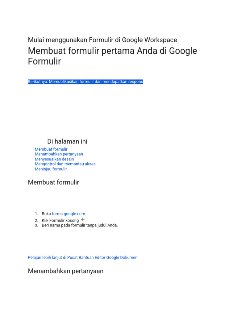 Mulai Menggunakan Formulir Di Google Workspace | PDF