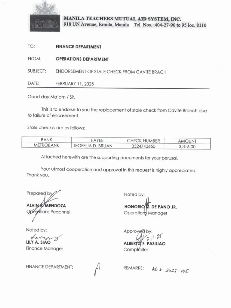 Stale Check - Cavite 2.12.25 | PDF