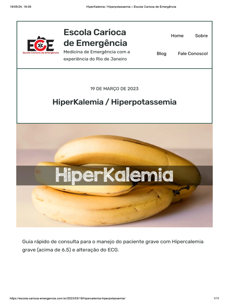 Manejo da Hipercalemia em Emergência | PDF | Hipoglicemia ...
