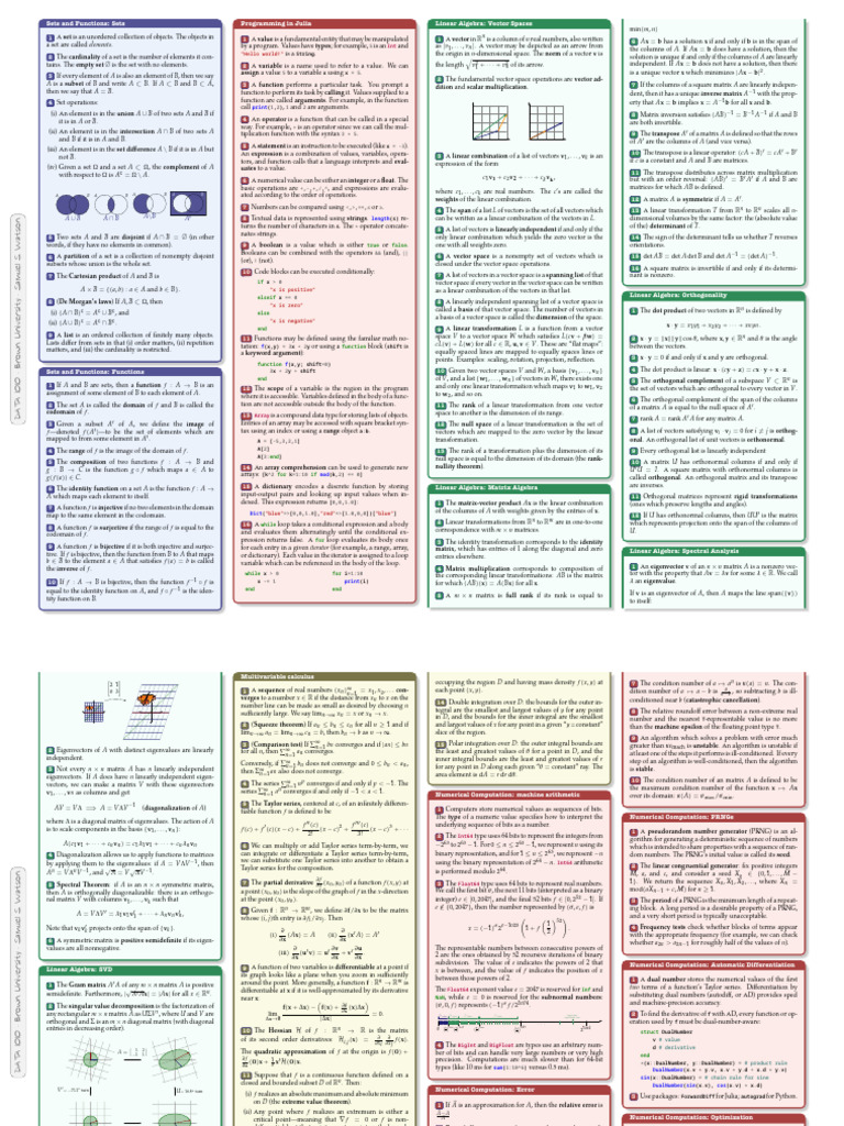 data1010-cheatsheet | PDF | Matrix (Mathematics) | Linear Map