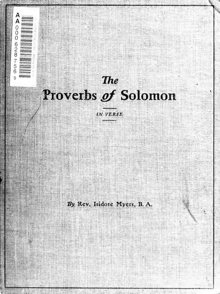 Metrical Translation of Proverbs of Solomon | PDF | Book Of Proverbs