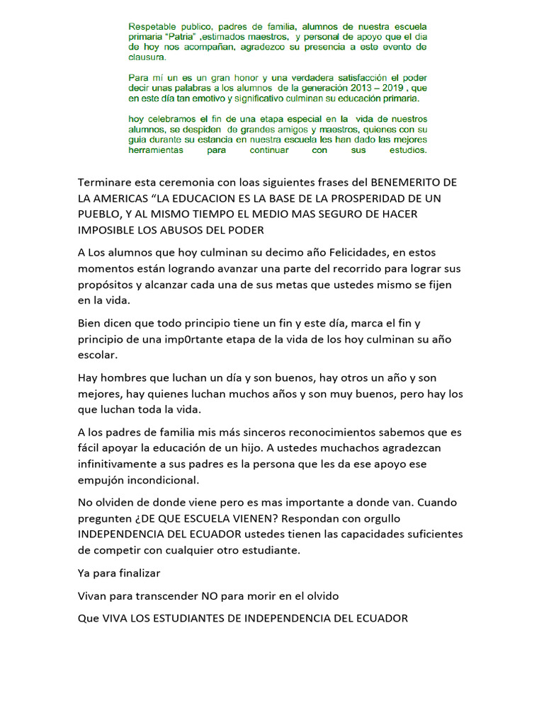 Discurso de Clausura | PDF