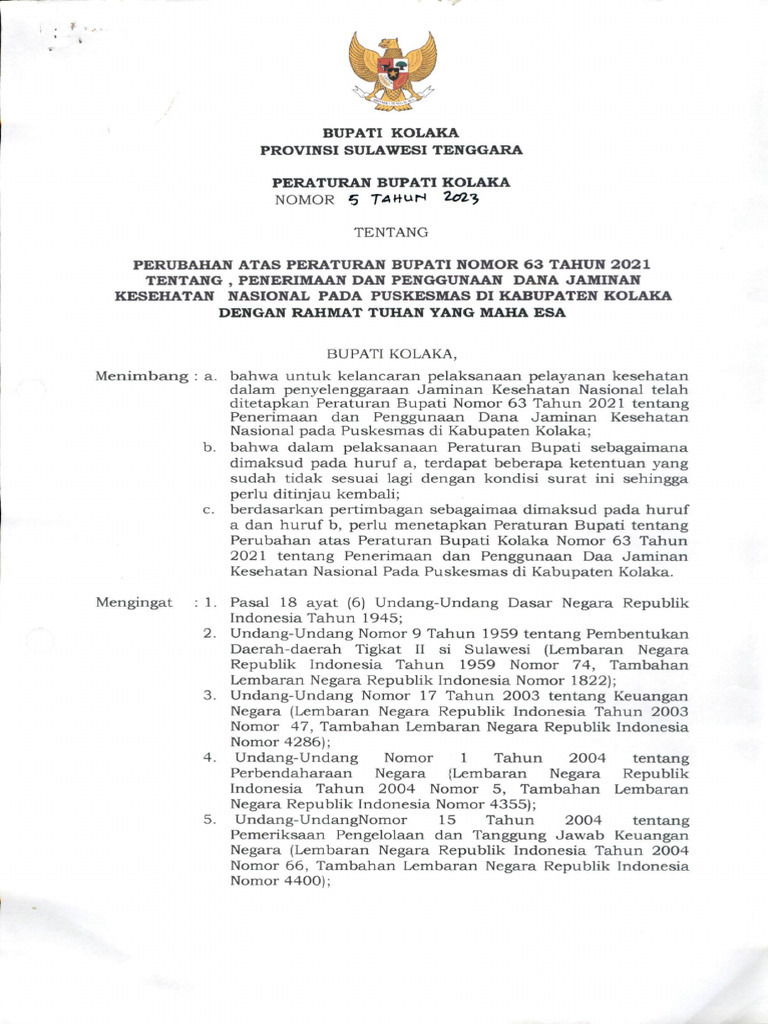 Perbup No 5 Tahun 2023 | PDF