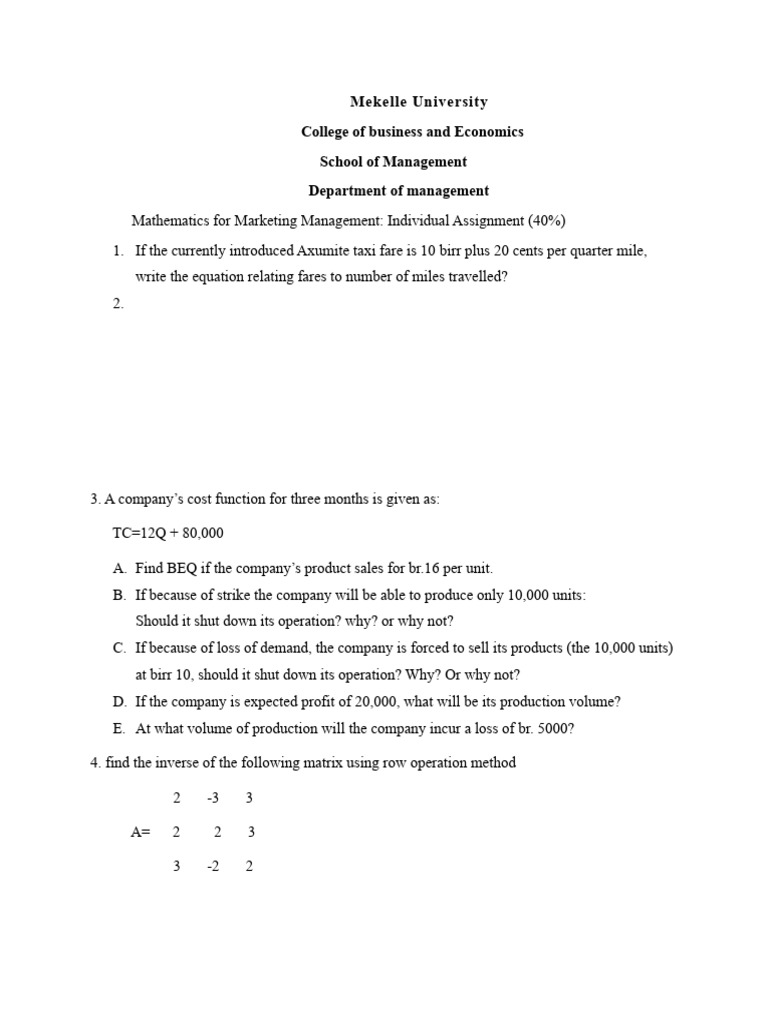 Marketing Management Math Assignment | PDF | Linear Programming ...