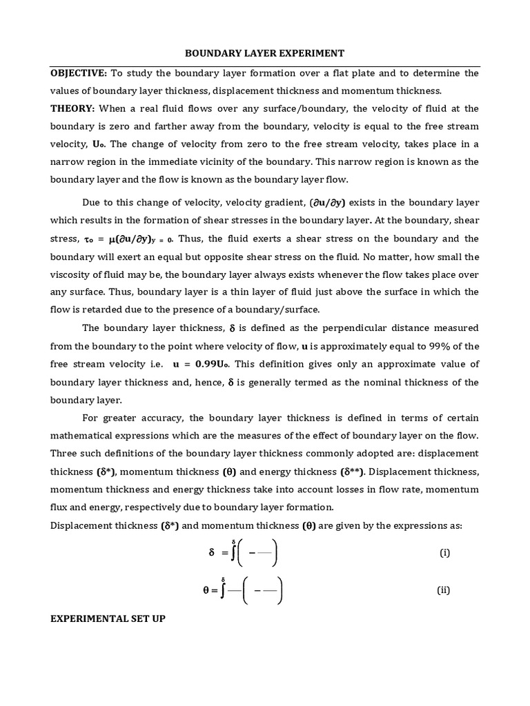 Boundary Layer Experiment | PDF | Boundary Layer | Shear Stress