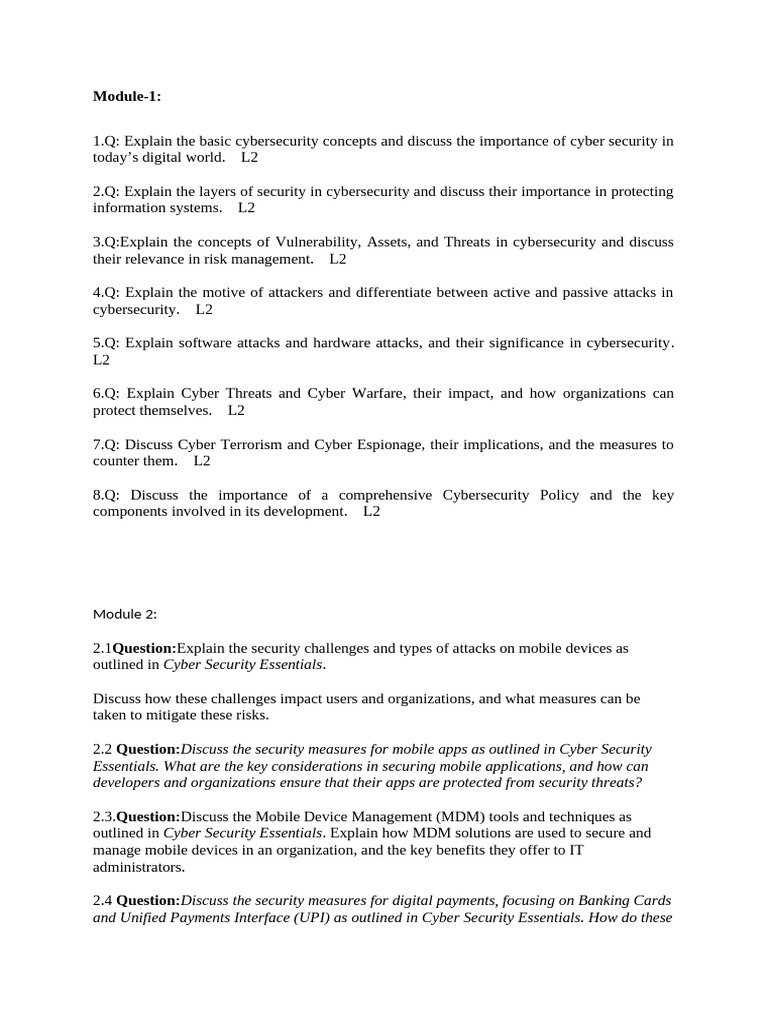 Unit Wise Questions Cyber Security | PDF | Internet Of Things | Computer Security