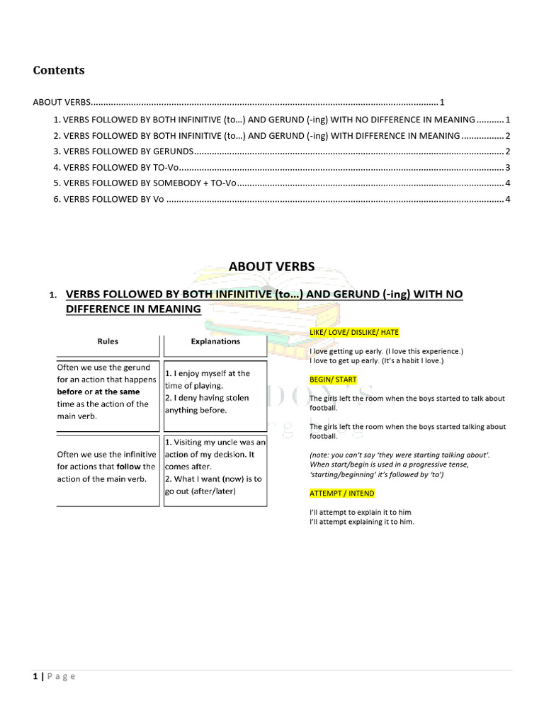 Understanding Verbs: Infinitives & Gerunds | PDF | Adjective | Verb