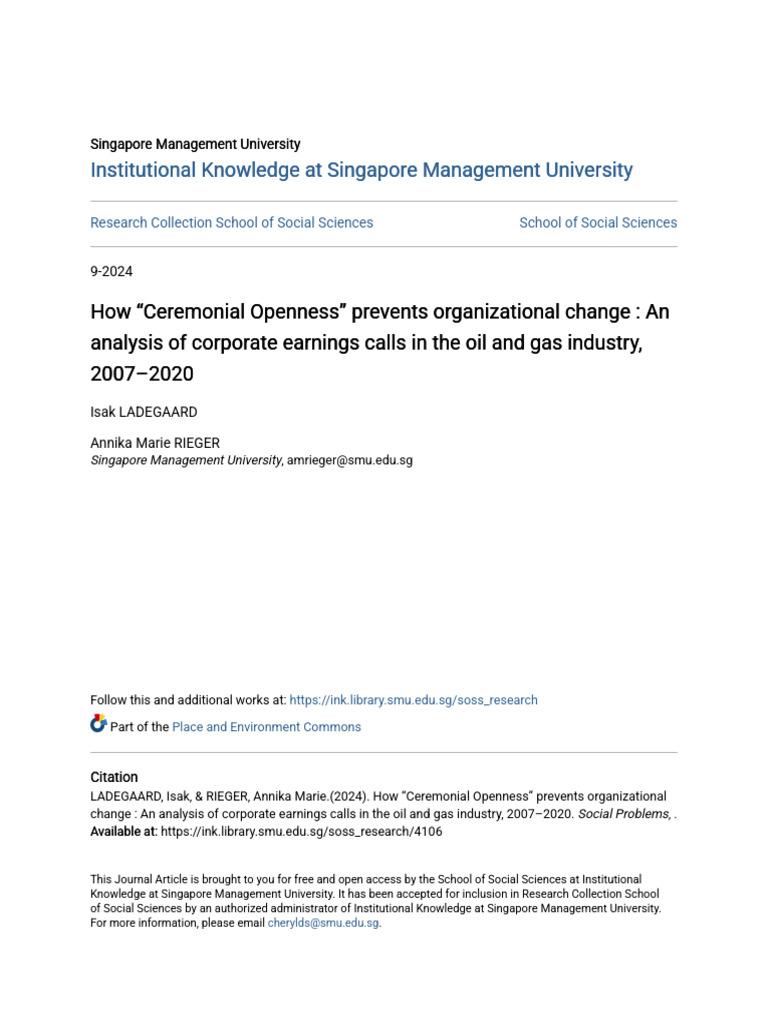 How - Ceremonial Openness - Prevents Organizational Change | PDF ...