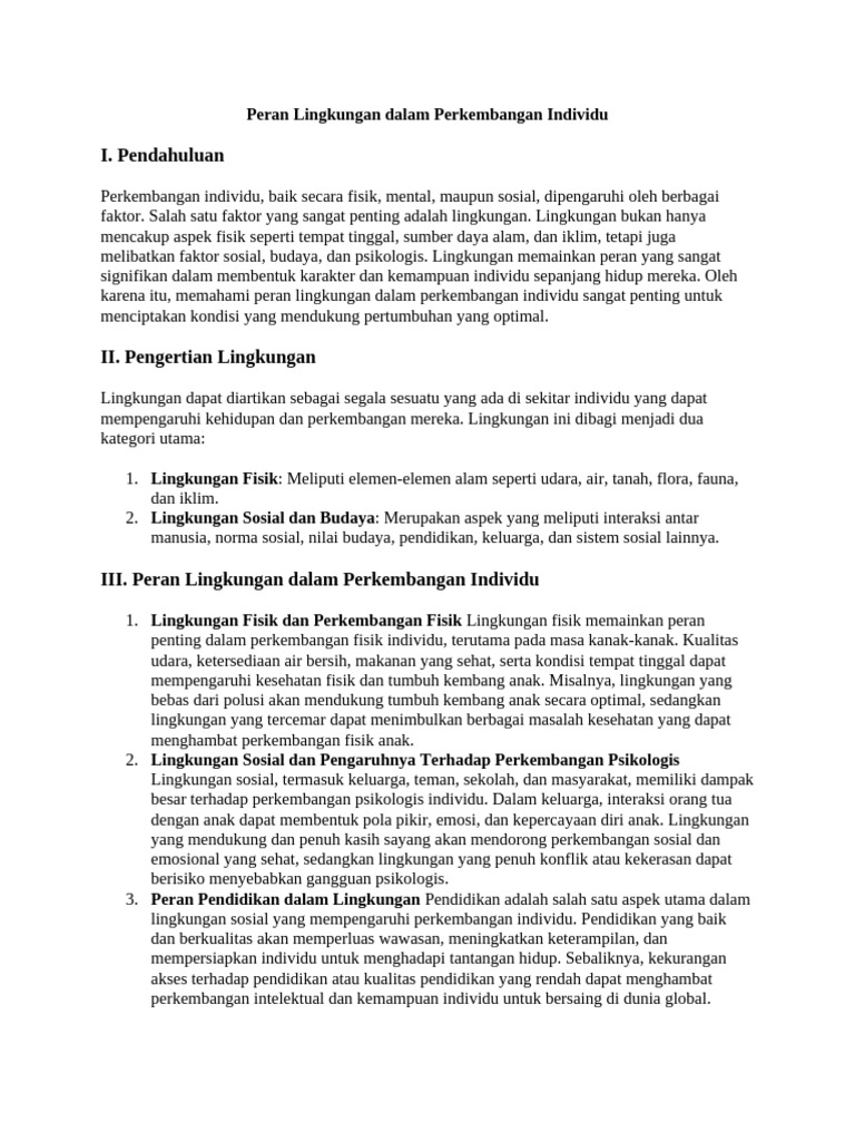 Wican Peran Lingkungan Dalam Perkembangan Individu | PDF