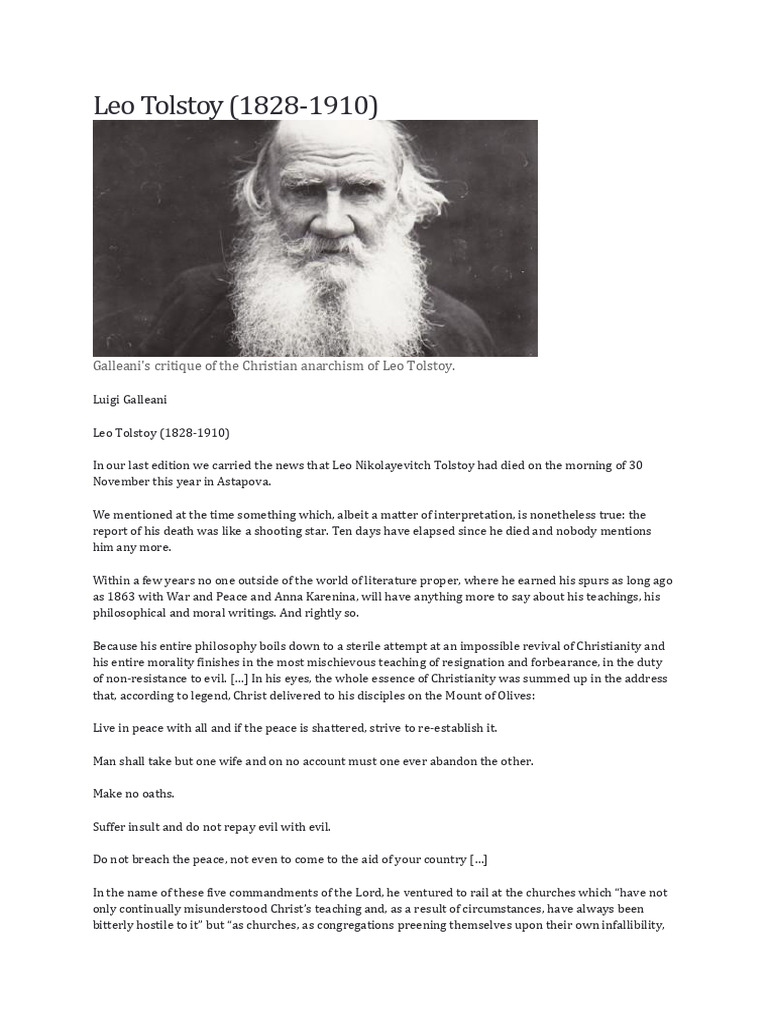 Leo Tolstoy (1828-1910) | PDF | Leo Tolstoy | Anarchism