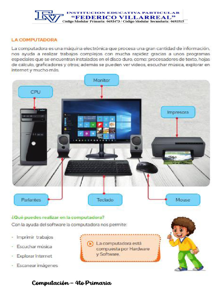 1ra Sesion Computacion 4to Primaria | PDF