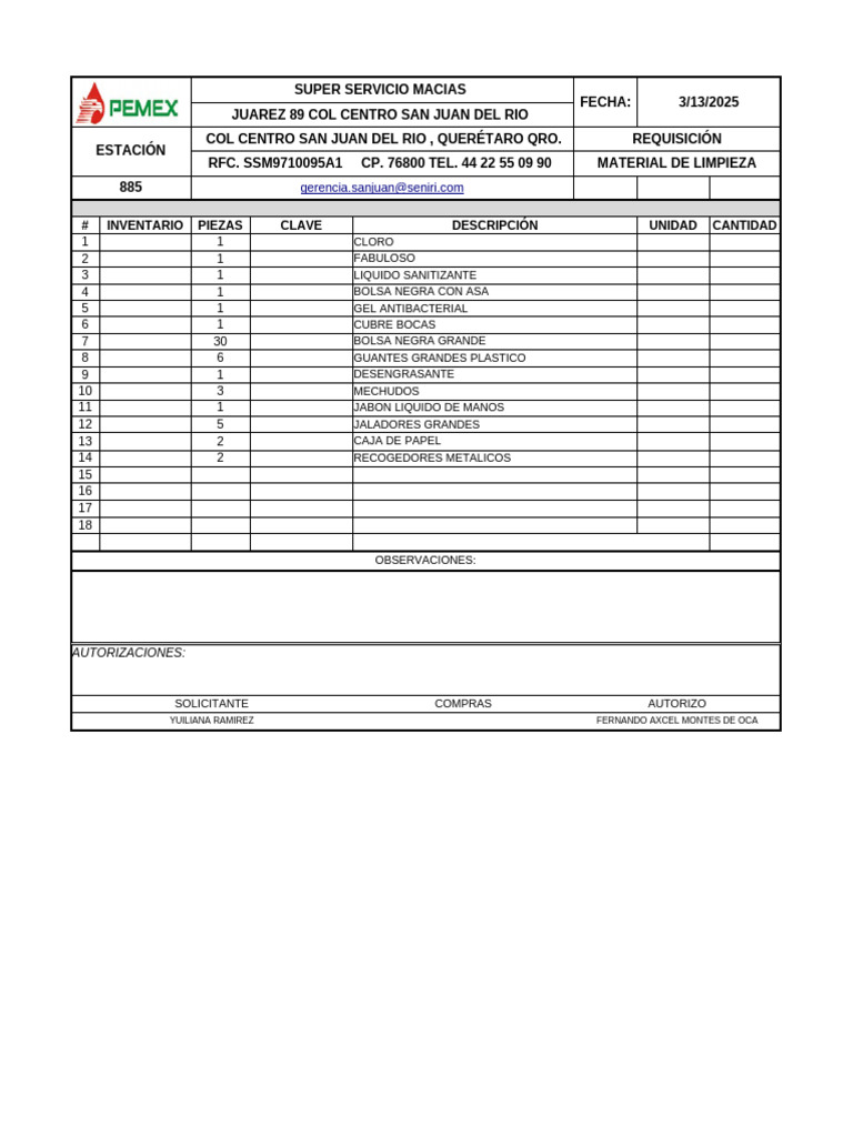 Requisición Mensual Ssmacias Formato Oficial 2022 | PDF