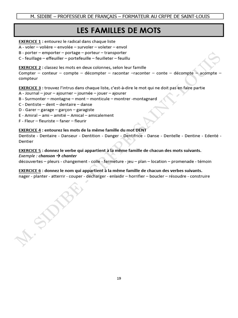 La famille des mots | PDF