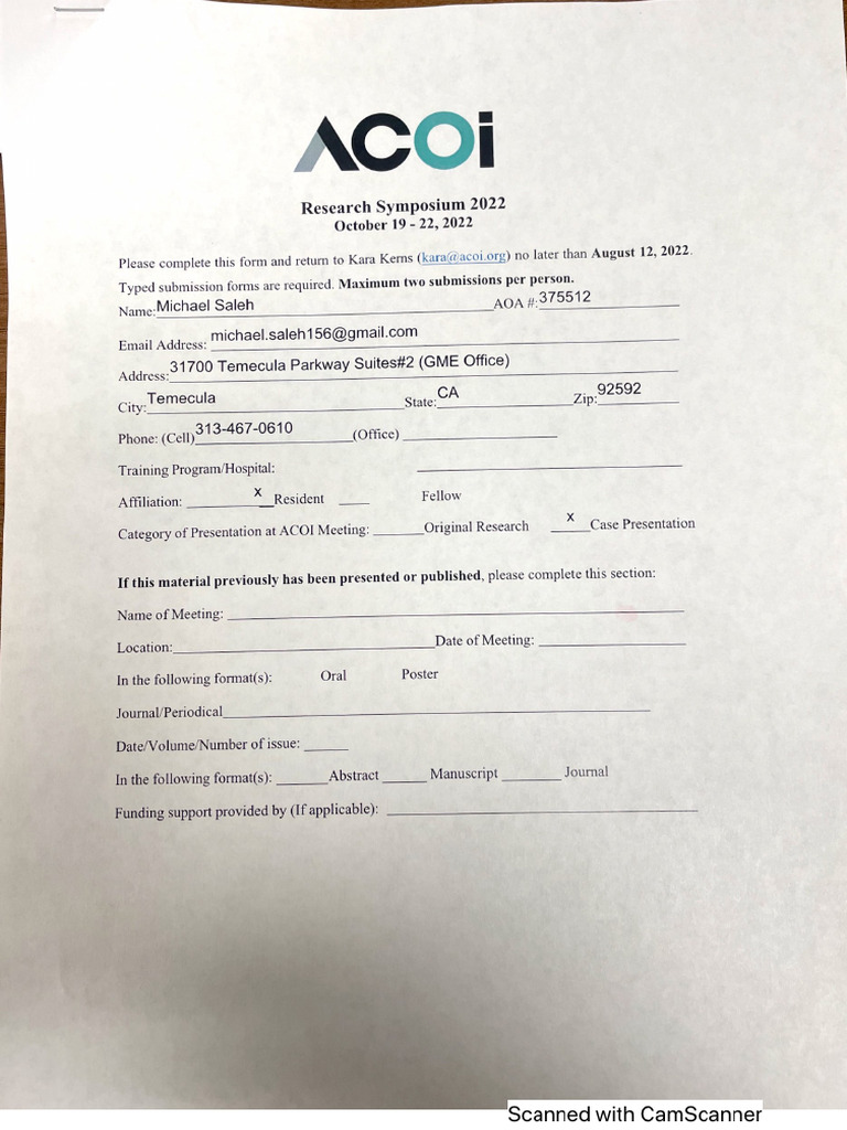 ACOI research paperwork | PDF