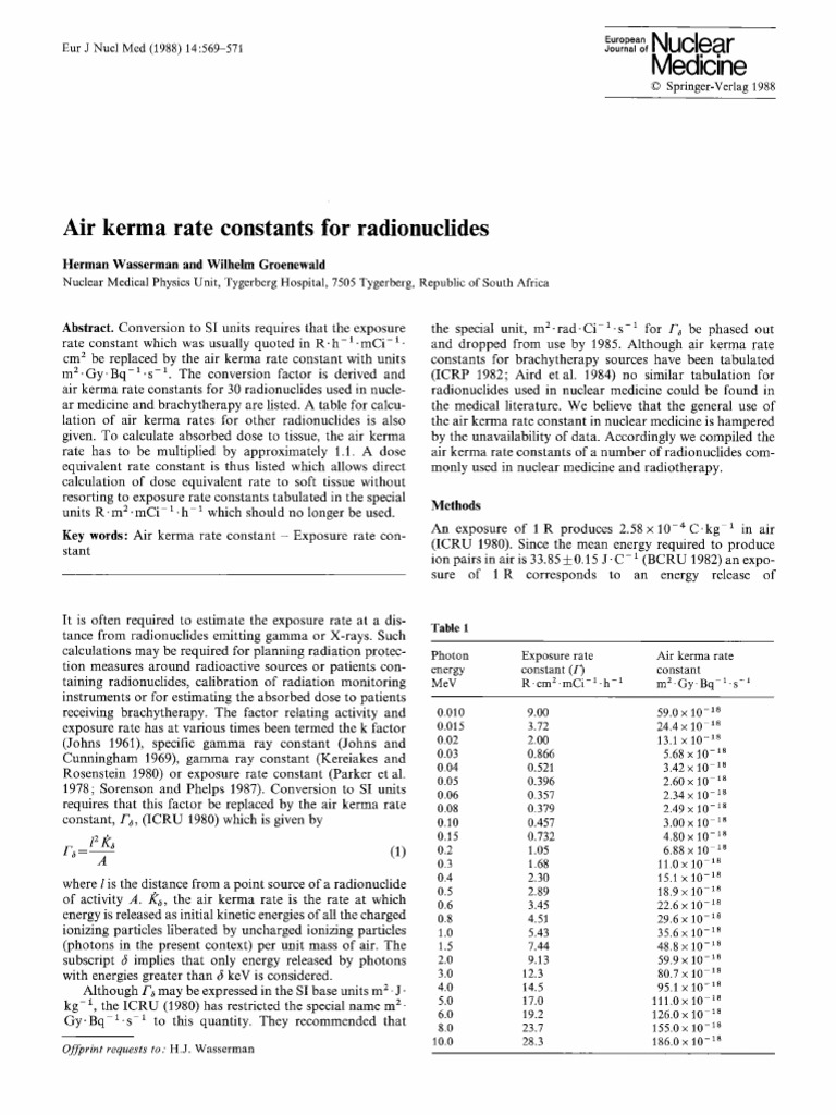 air-kerma-rate-constants1 | PDF | Gamma Ray | Radiation