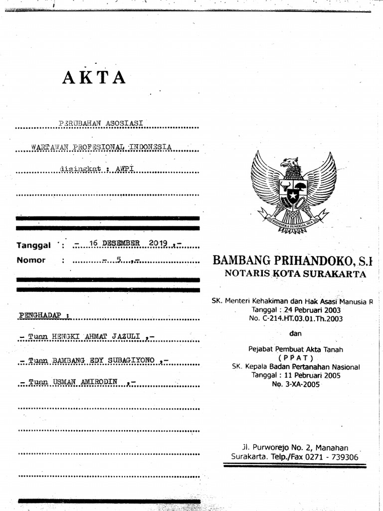Akta Perubahan Awpi | PDF