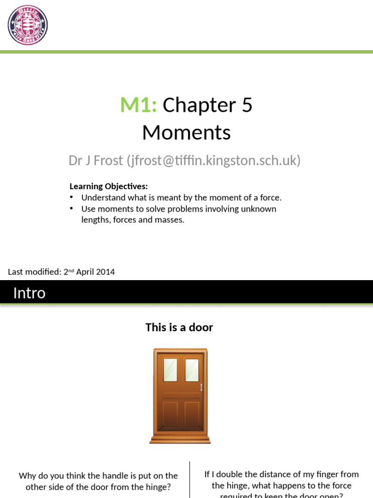 M1 Chp5 Moments | PDF | Force | Torque