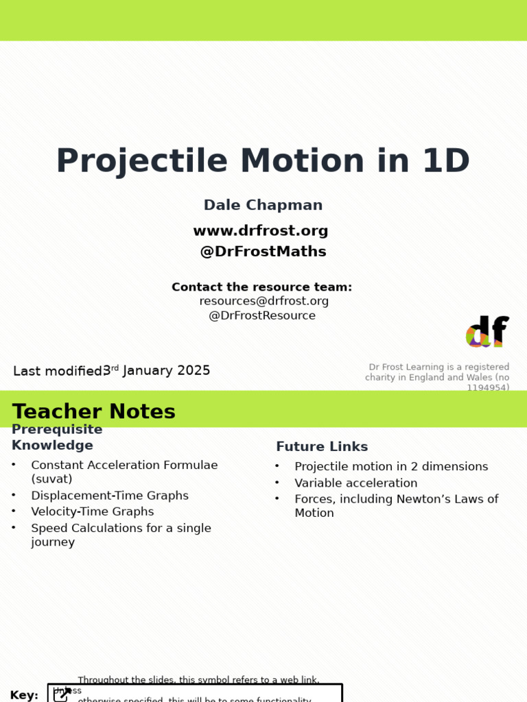 Projectile Motion in 1D - Lesson (1) | PDF | Acceleration | Force
