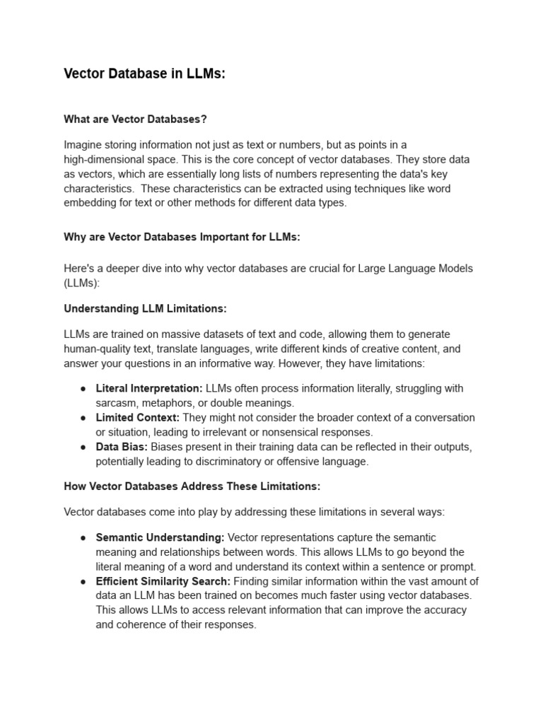 Vector Database in LLMs | PDF | Databases | Information Retrieval