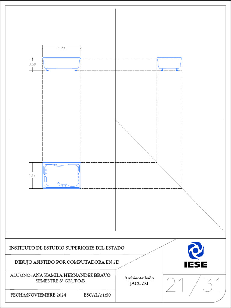 Dibujo de Jacuzzi en 2D | PDF