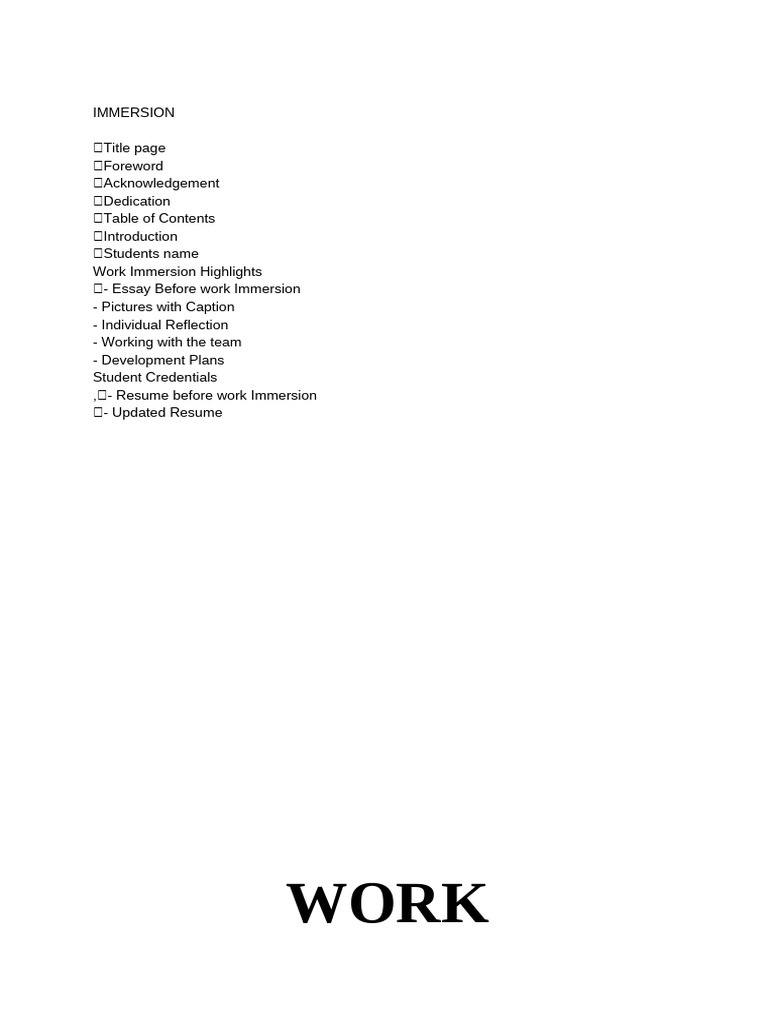 Work Immersion Portfolio Overview | PDF | Learning | Motivation