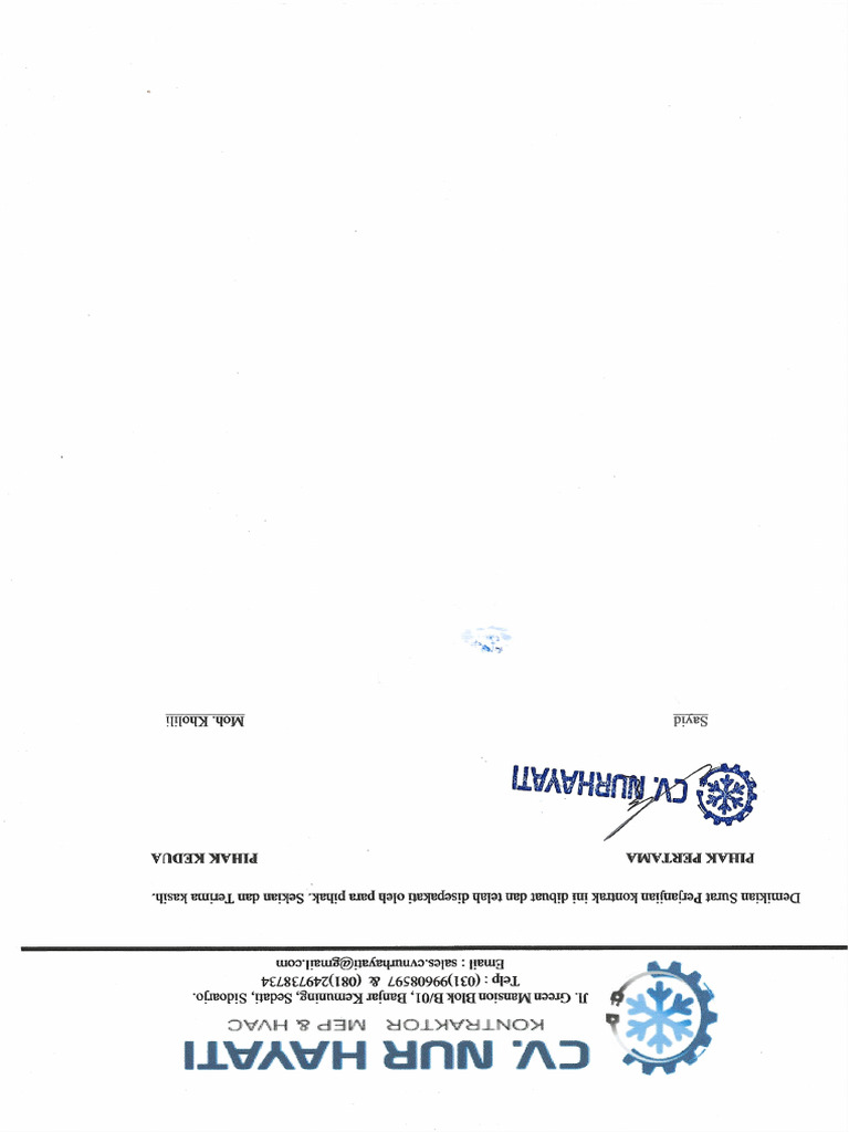 Scan TTD Kontak - CV Pradana Putra Teknik | PDF