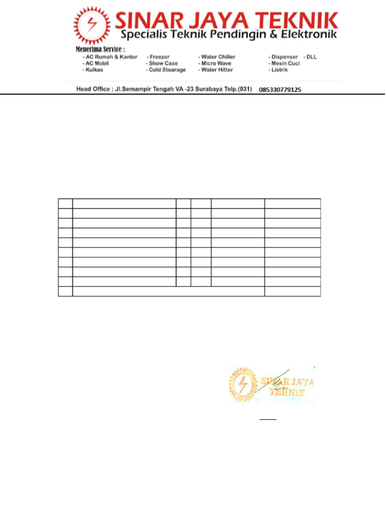 Invoice - Bongkar Pasang Ac Apartment Waterplace BP Fandy | PDF