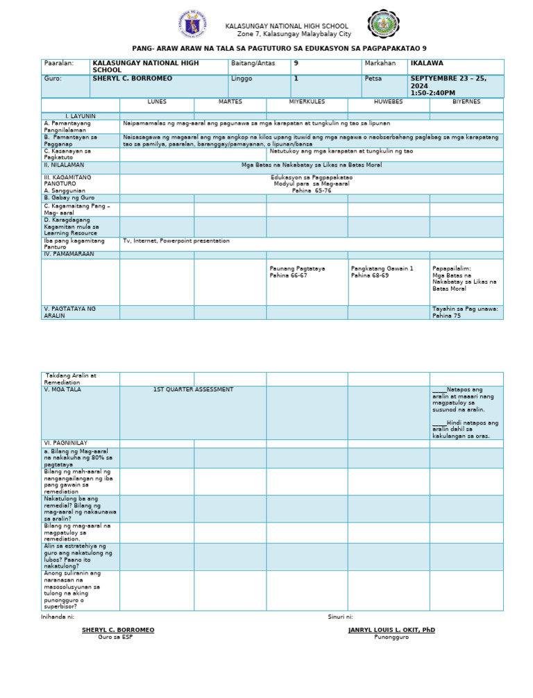 ESP 2ND QUARTER WEEK 1 | PDF