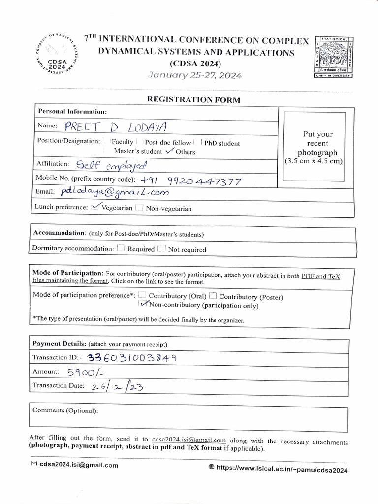CDSA Form Without Photo | PDF