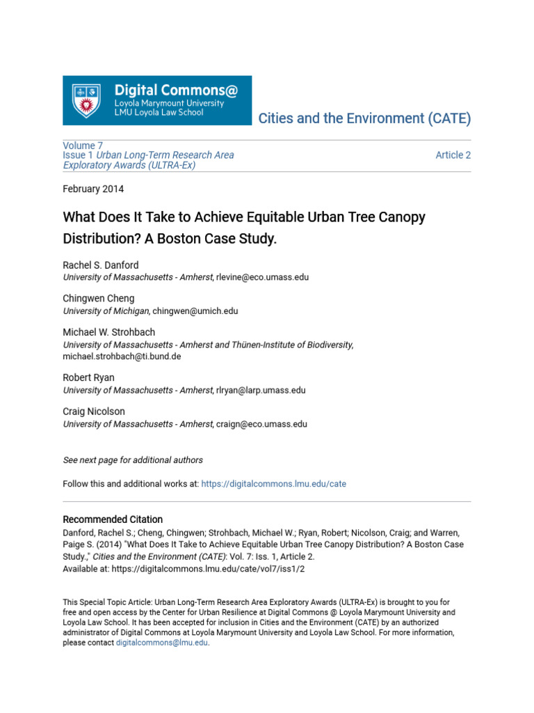 Danford Et Al (2014) What Does It Take To Achieve Equitable Urban Tree ...