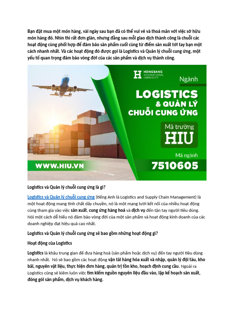 Logistics 1 | PDF