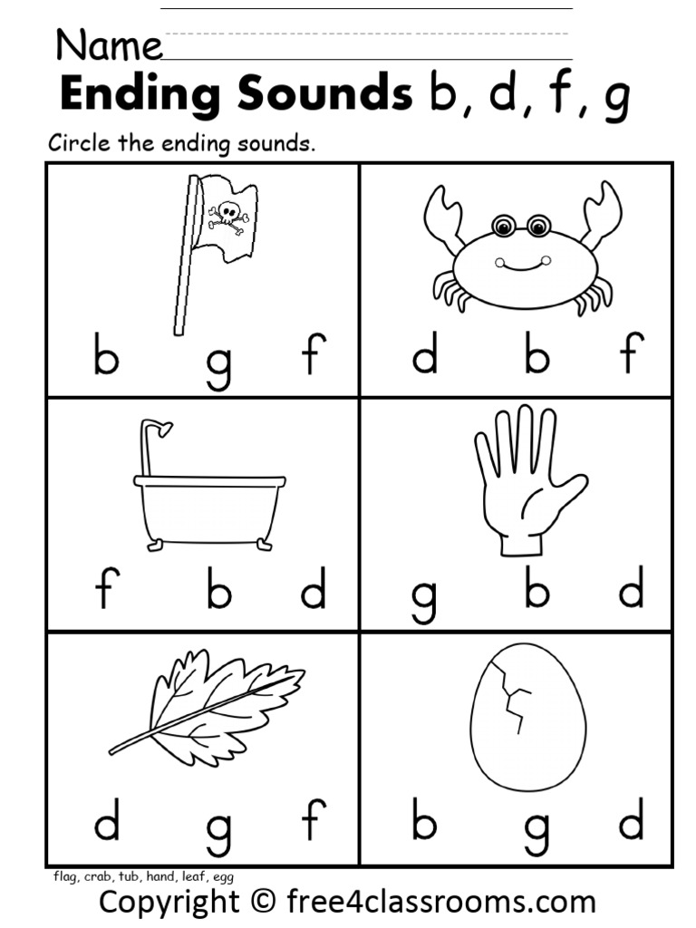 Ending Sounds B, D, F, G | PDF