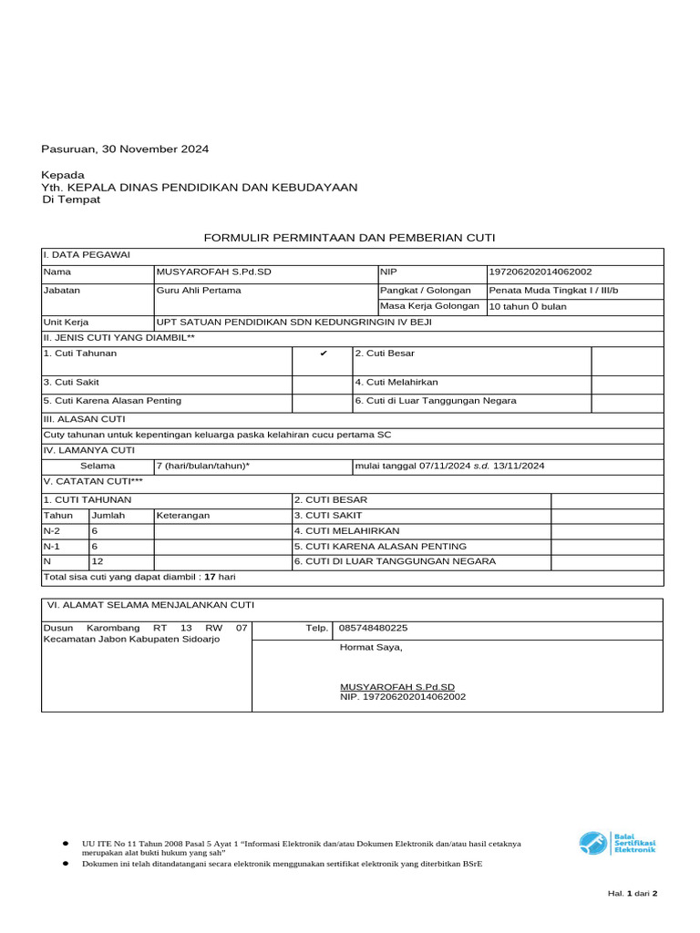 Preview File - Cuti | PDF