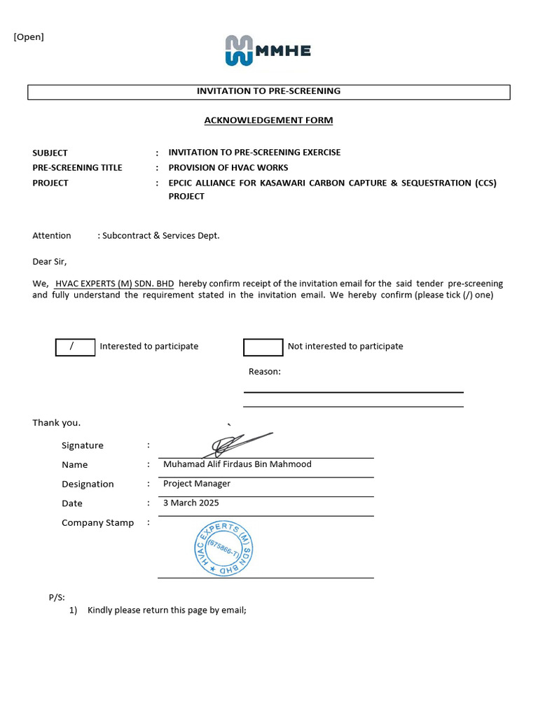 PRE-SCREENING FORM | PDF