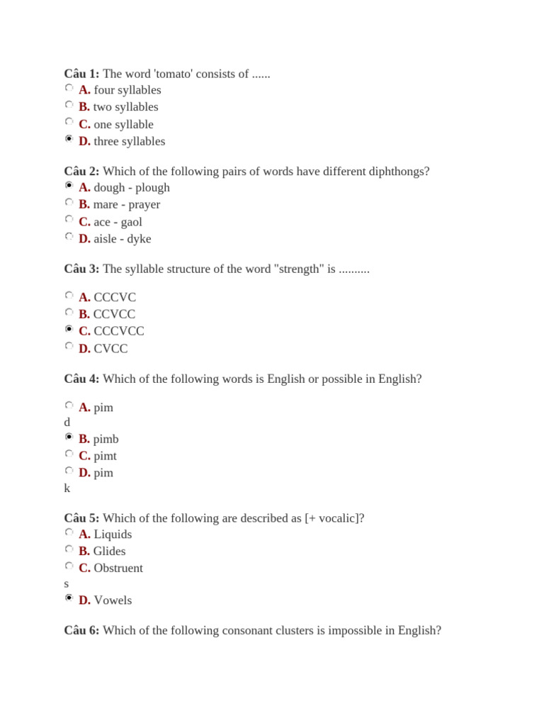 7.ngữ Âm - Âm VỊ Học - Bài KT2 - Khiem | PDF | Syllable | Vowel