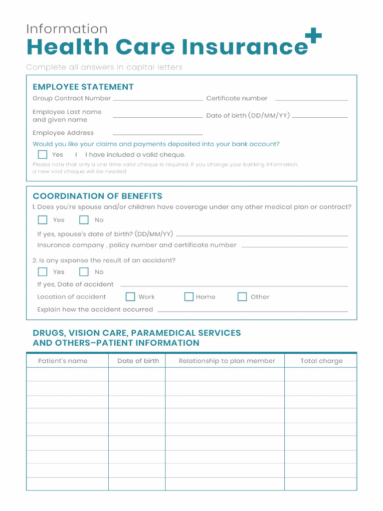 Healthcare Insurance Form | PDF