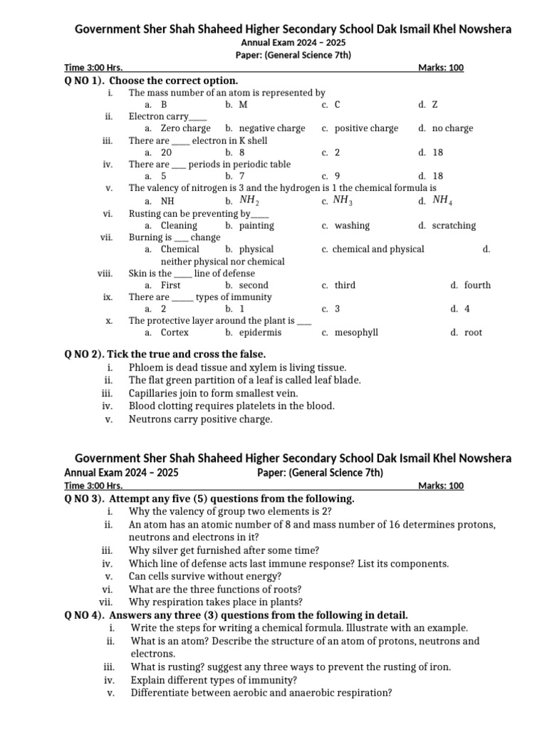 General Science 7th | PDF | Atoms | Leaf
