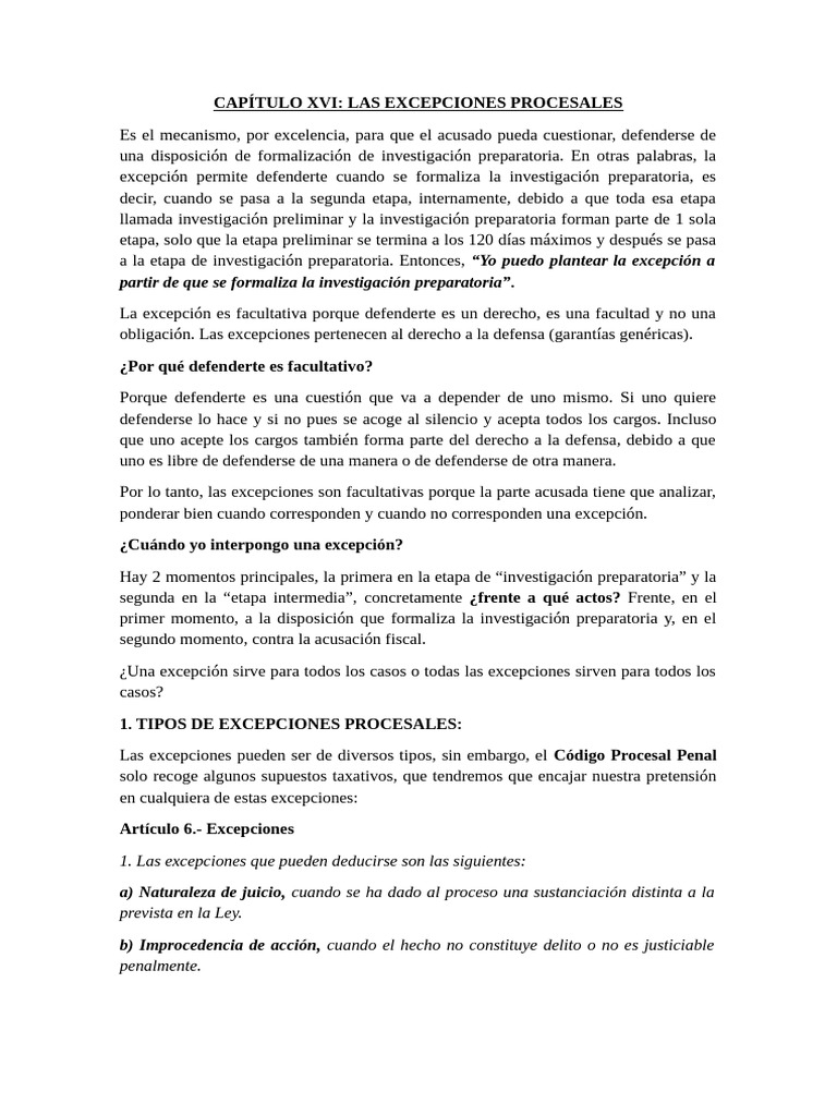 Excepciones Procesales - Derecho Penal | PDF | Perdón | Estatuto de ...