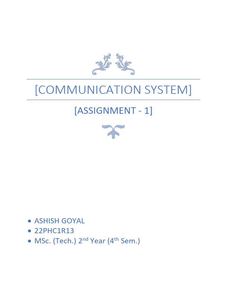 Communication System Assignment 1 | PDF
