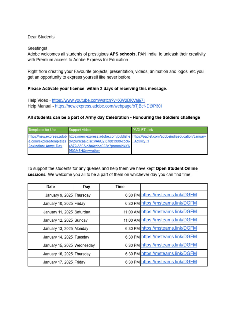 Adobe Express For Education - Welcome Letter | PDF